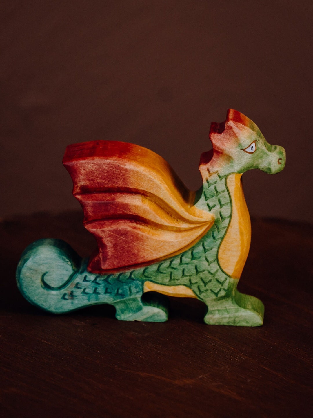 Wooden Dragon Figure Toy With Carved Details small - Etsy
