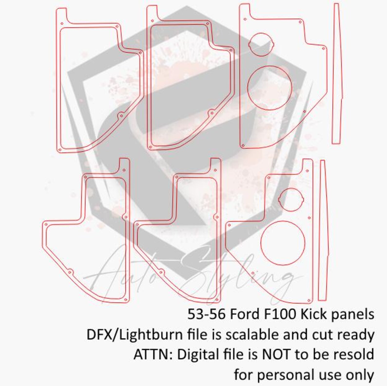 53-56 Ford F100 Kick Panel Design DXF Laser File - Etsy