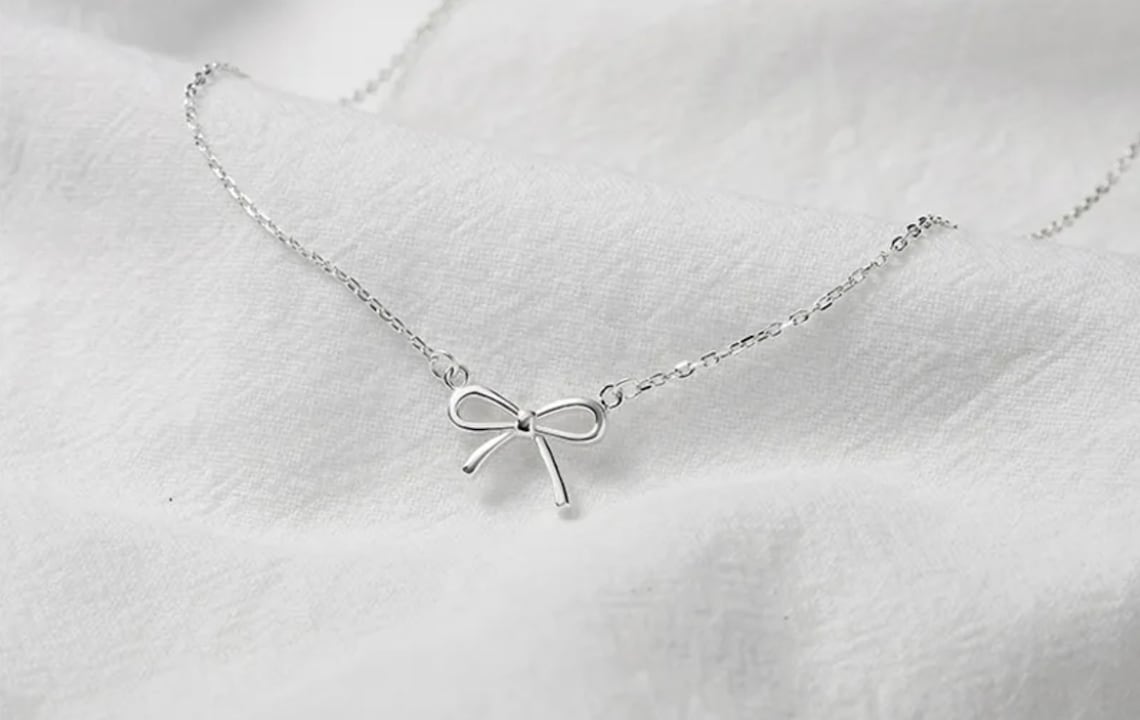 Mini Bow Pendant Necklace 925 Sterling Silver - Etsy