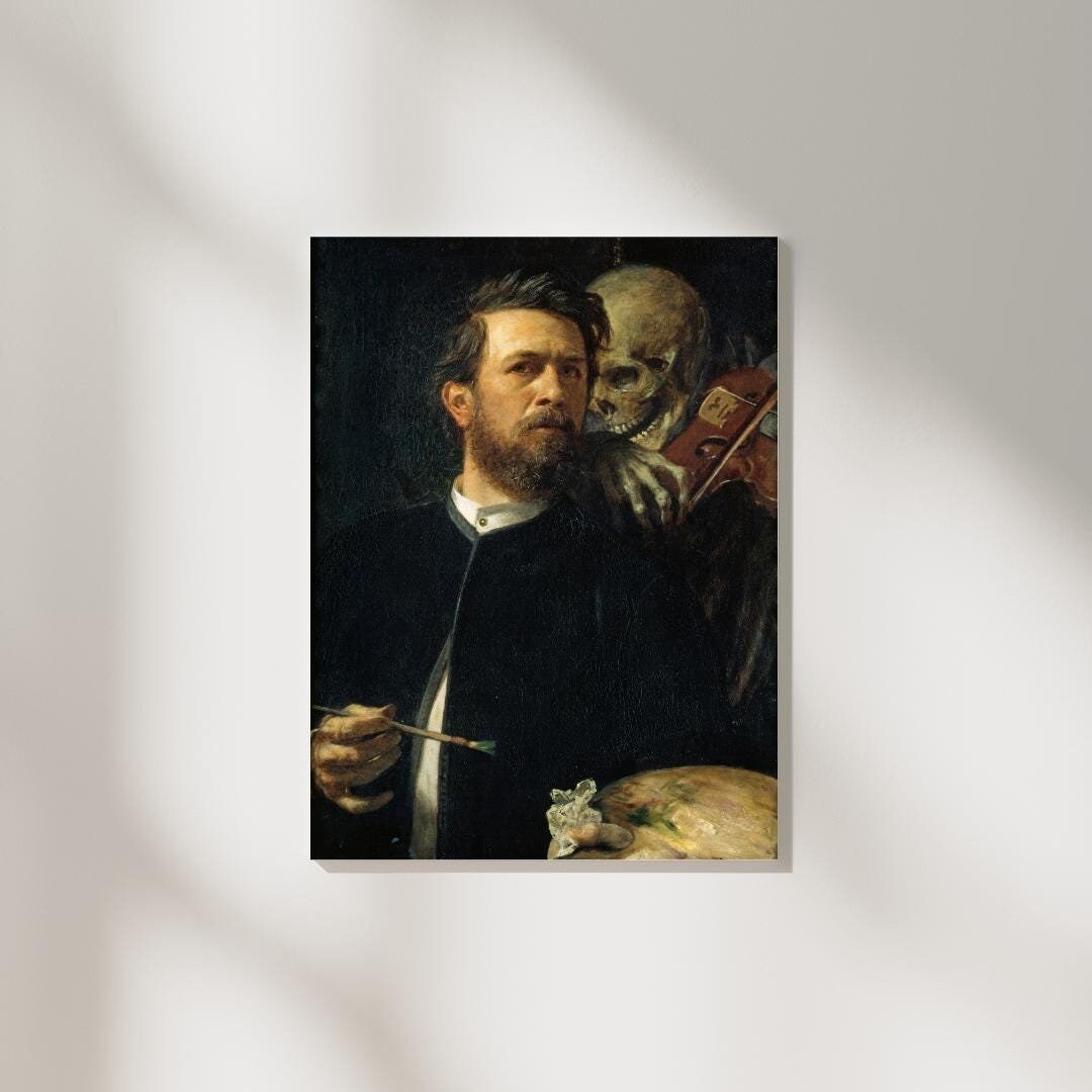 Self-portrait With Death Printable Wall Art Dark Gothic Art Vintage ...