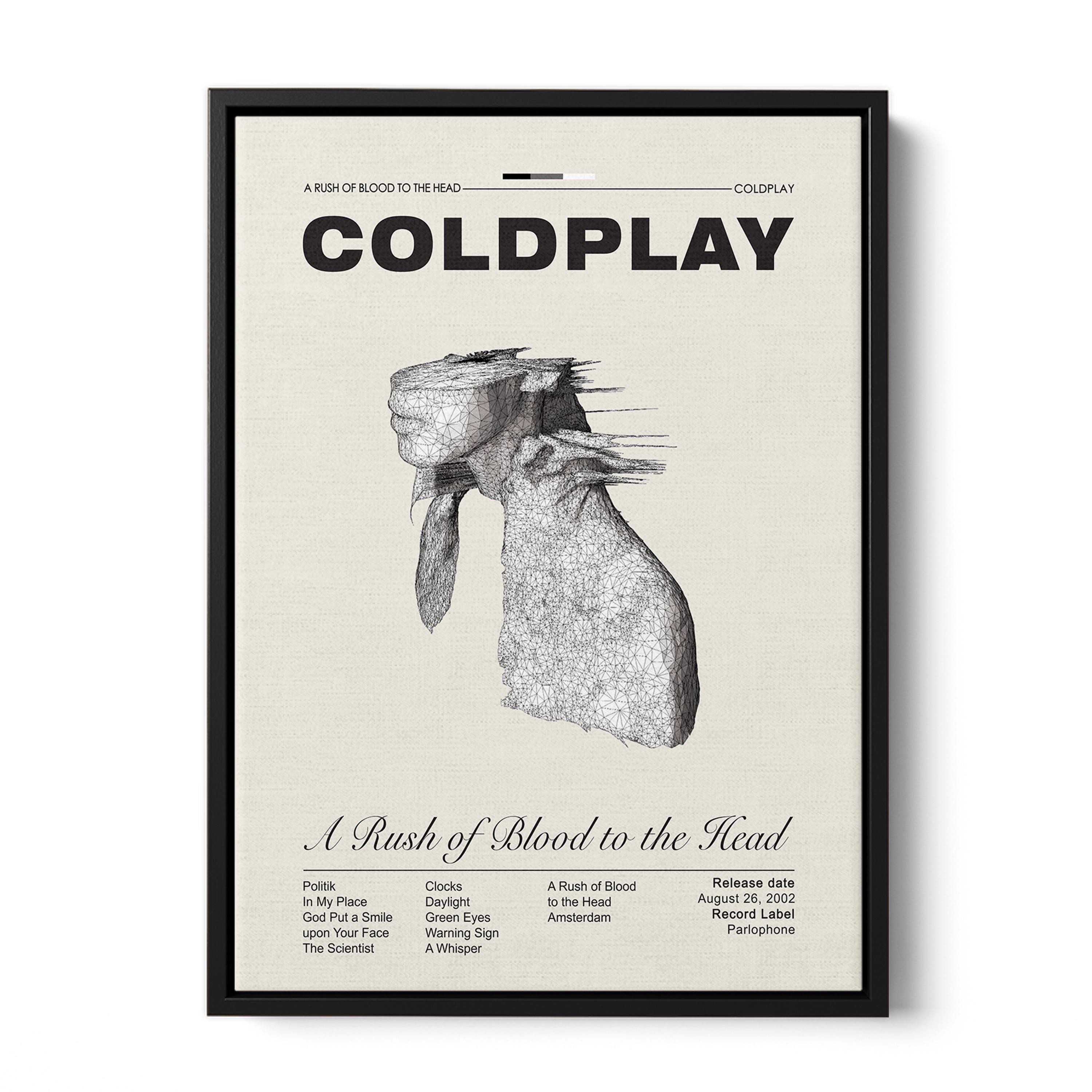 Coldplay Printable Wall Art A Rush of Blood to the Head Album Art ...