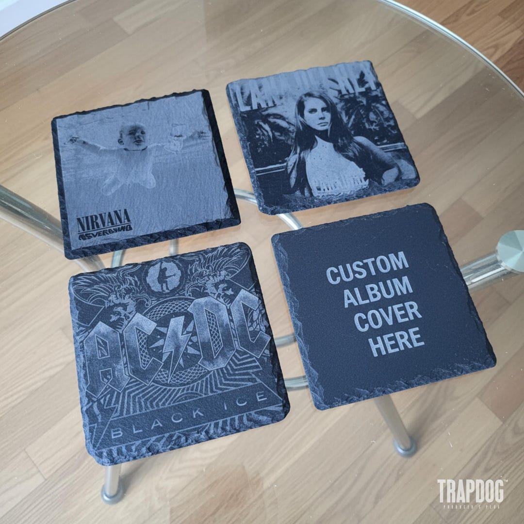 Custom Slate Album Cover Coasters 4x4 Inch / Personalised Slate Coaster ...