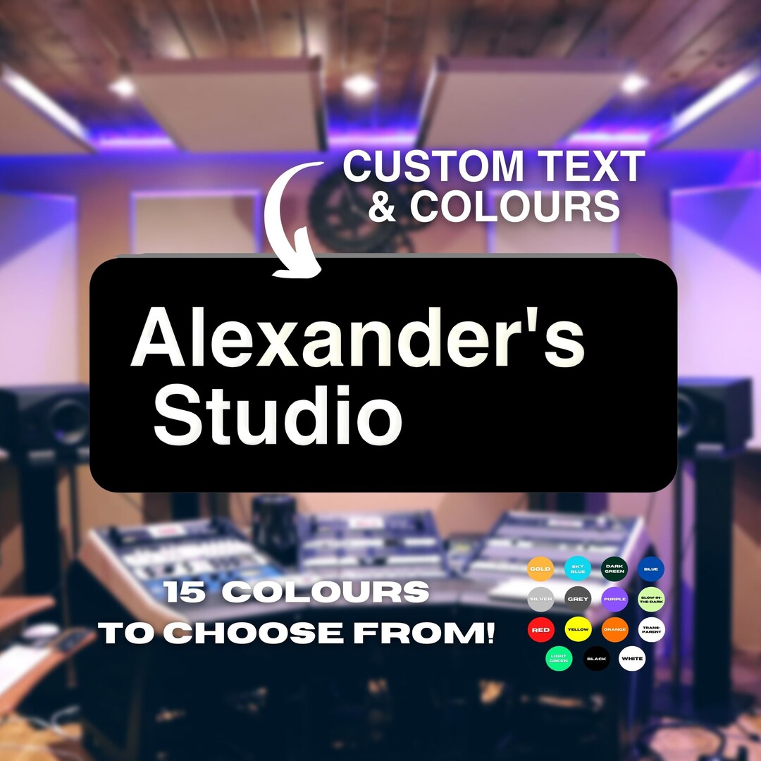 Your Name STUDIO SIGN / 15 Colours Available / Audio Producer Plaque ...