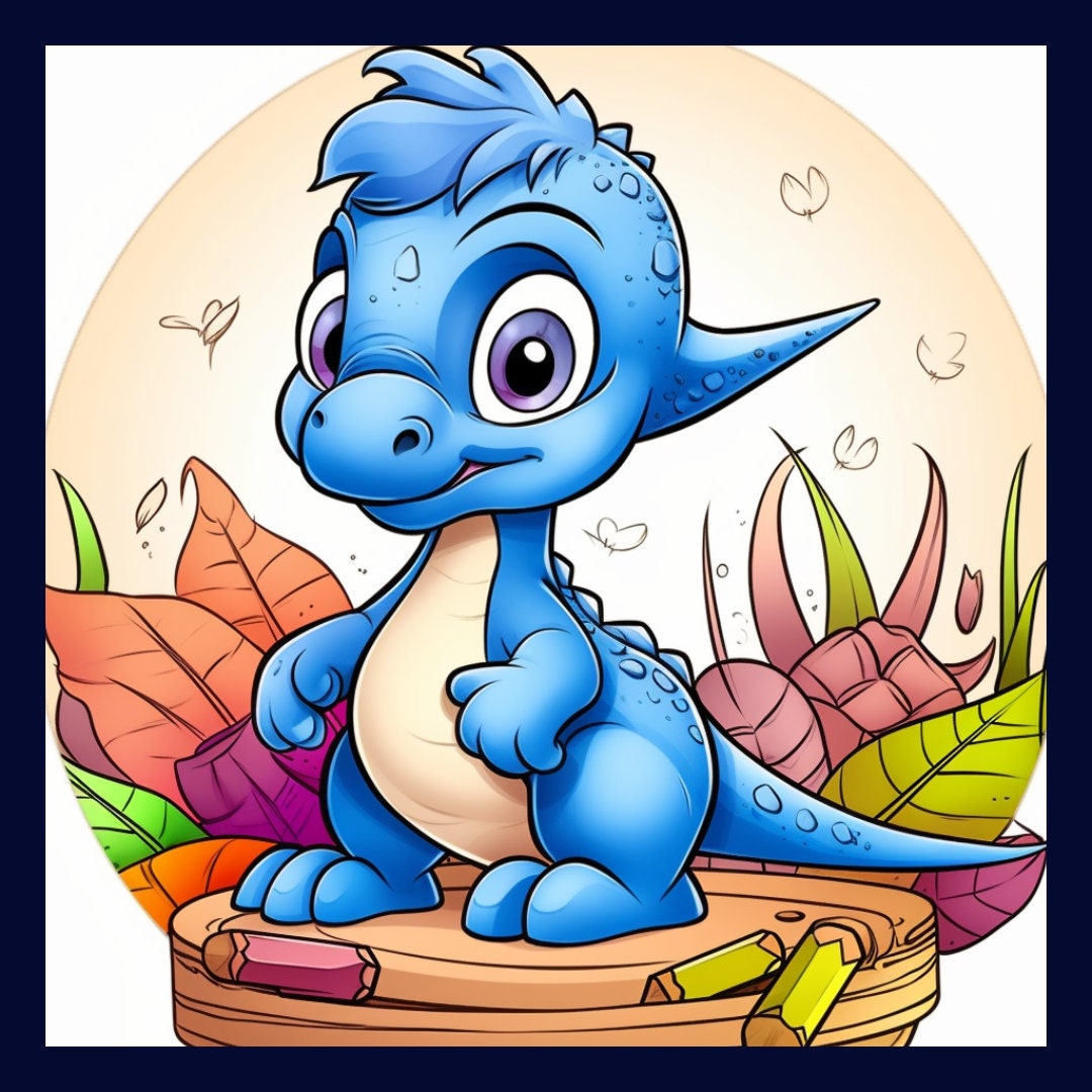 27 Baby Dinosaur Fantasy Coloring Pages for Adults and Kids, Instant ...