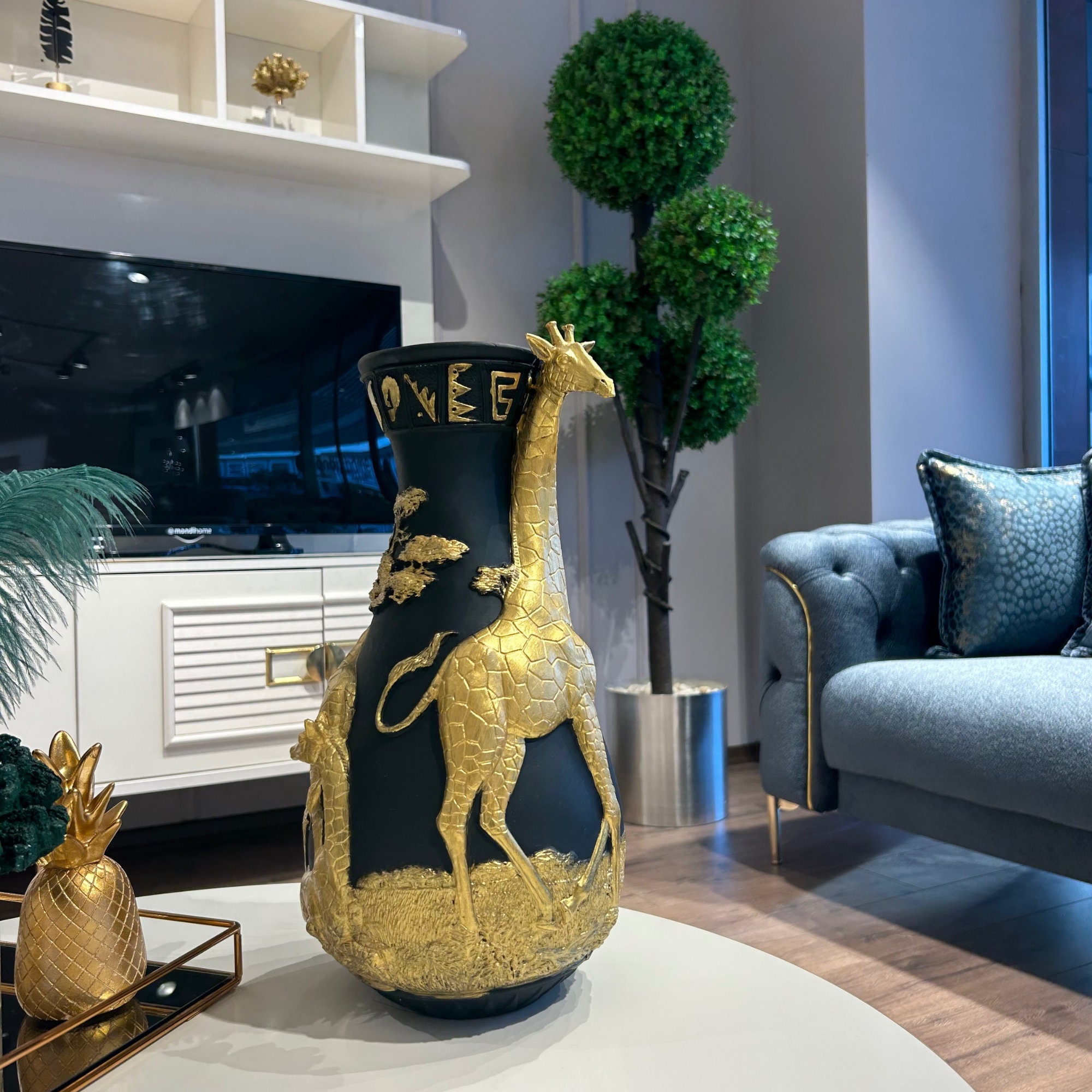 Giraffe Vase 3D Gold and Black Vase Home Decor Elegant - Etsy