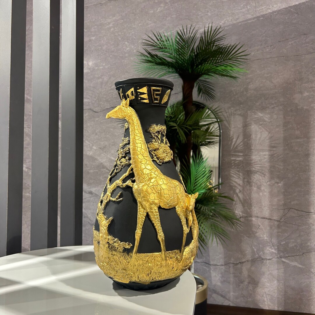 Giraffe Vase 3D Gold and Black Vase Home Decor Elegant - Etsy