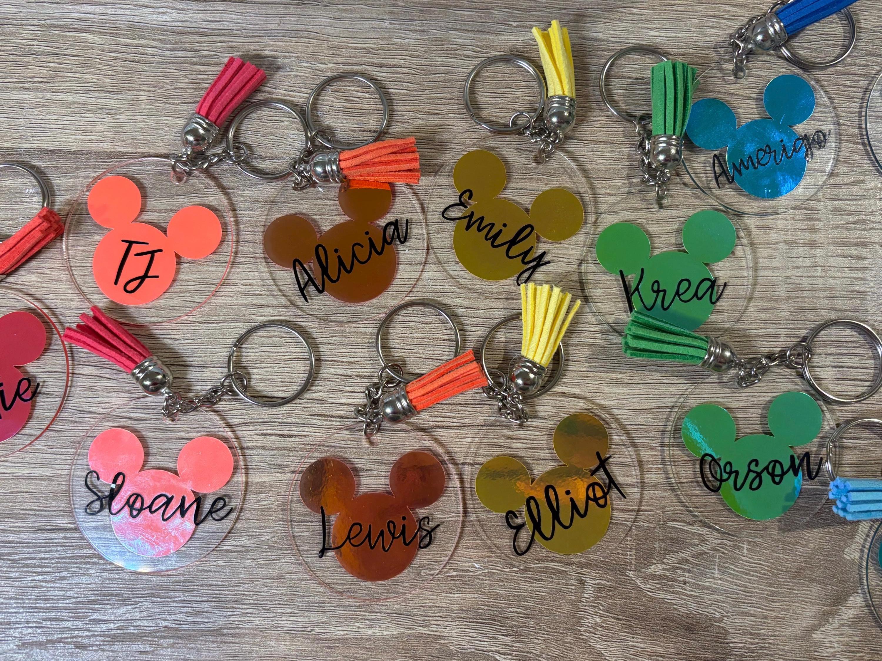 Custom Holographic Mickey Silhouette Name Keychain | Mickey Mouse Head ...