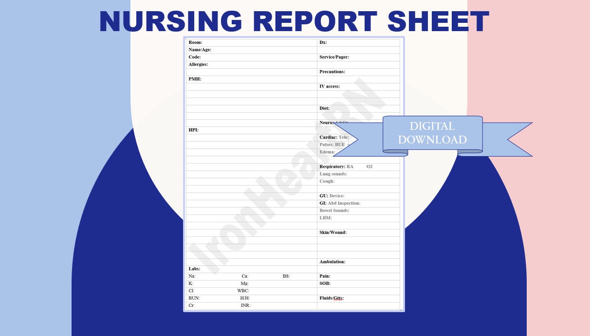 Nursing RN Report Sheet - Etsy