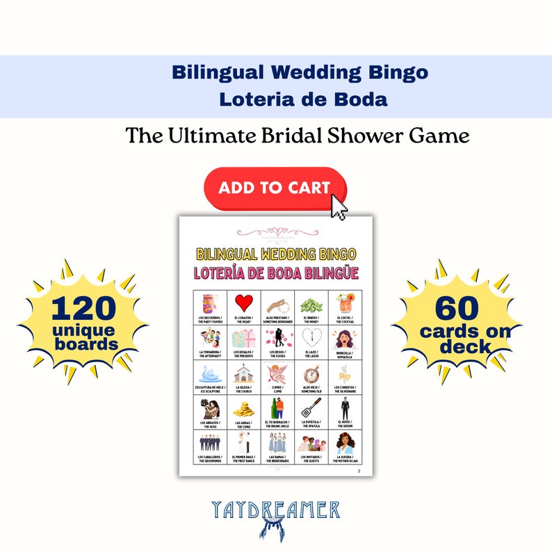 Bilingual Bridal Shower Bingo | Wedding Loteria De Boda Game (digital ...