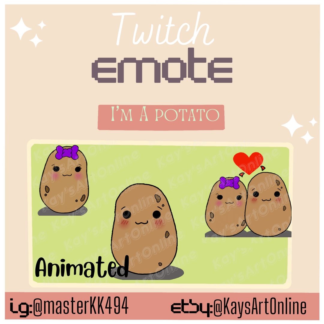 ANIMATED!! I'm a Potato Twitch and Discord Emote Pack! Kawaii Potatoes ...