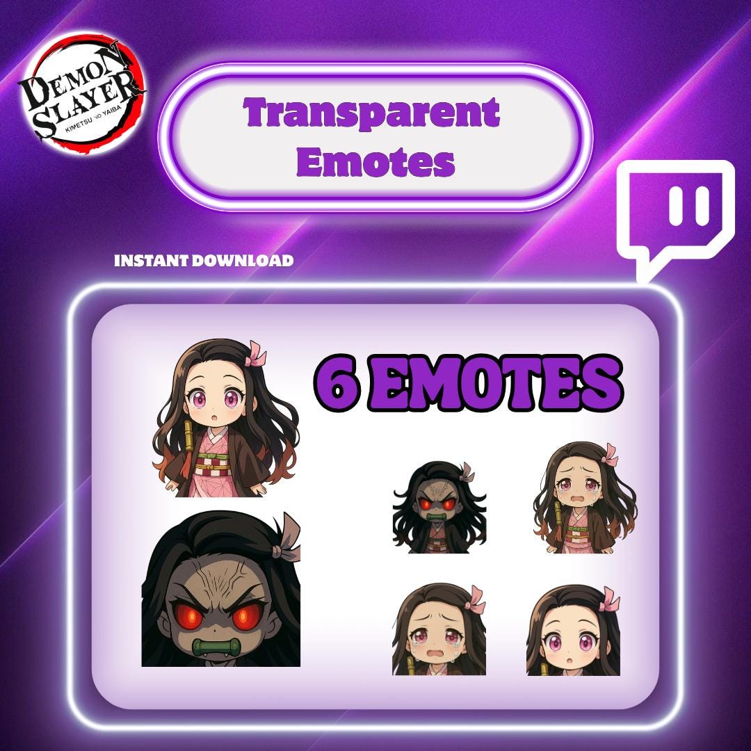 Transparent Nezuko ANIME Emotes, for Streamers or Discord Servers ...