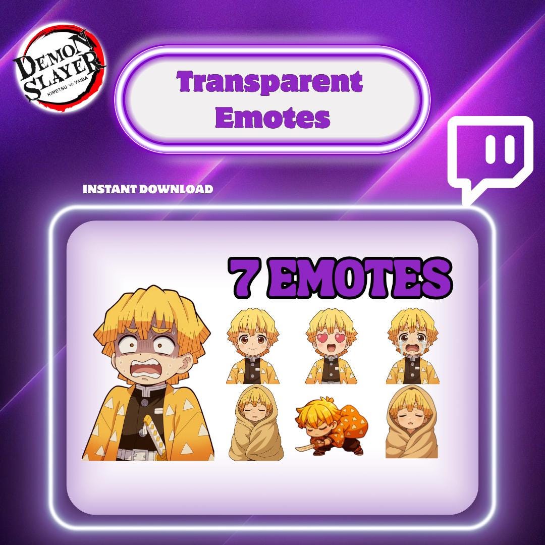 Transparent Zenitsu ANIME Emotes, for Streamers or Discord Servers ...