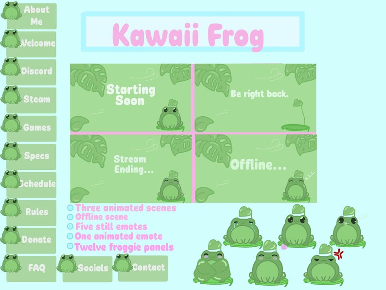 ANIMATED!! Kawaii Frog Stream Bundle! 3 Animated Scenes, 1 Offline ...