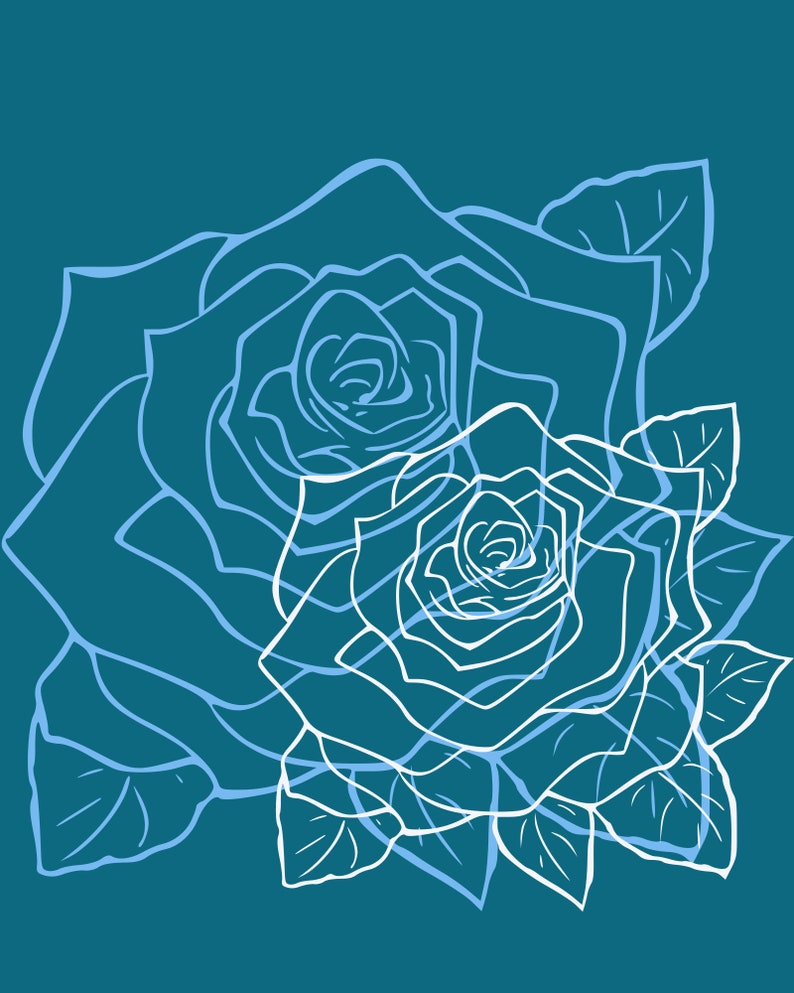 June Rose Birth Flower in Blue and White - Etsy