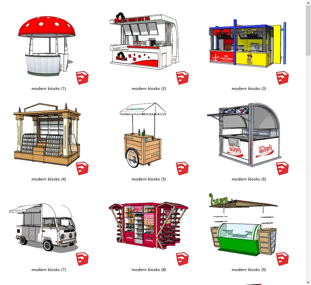 118 Sets of Modern Kiosks Sketchup Models Gardenhouse - Etsy