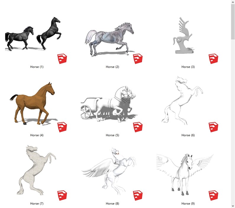 51 Sets of Modern Animal Horse Sculpture Sketches Sketchup Models ...