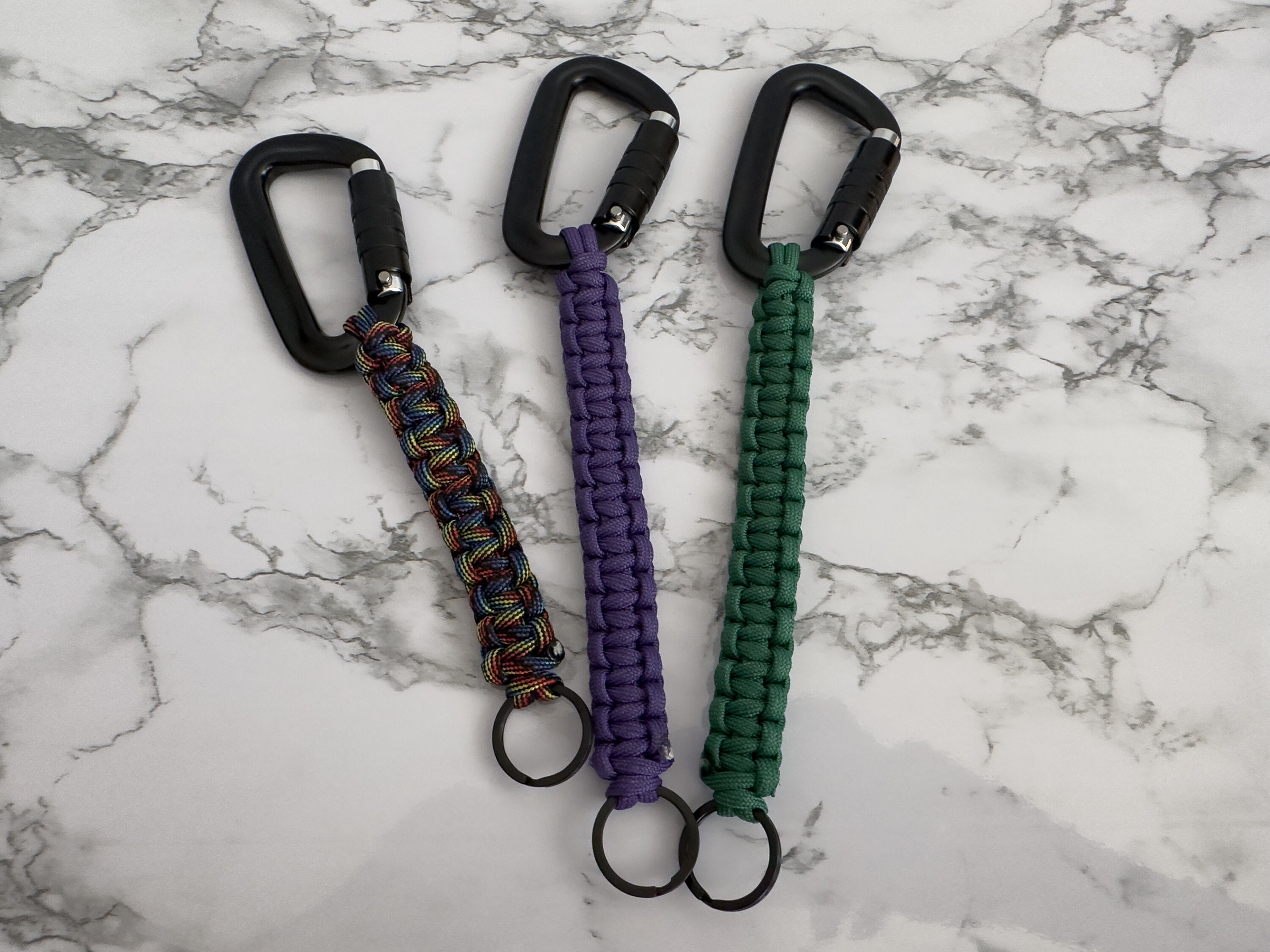 Paracord Keychain W/ Caribeaner Cobra Knot, Colorful Keychain, Locking ...