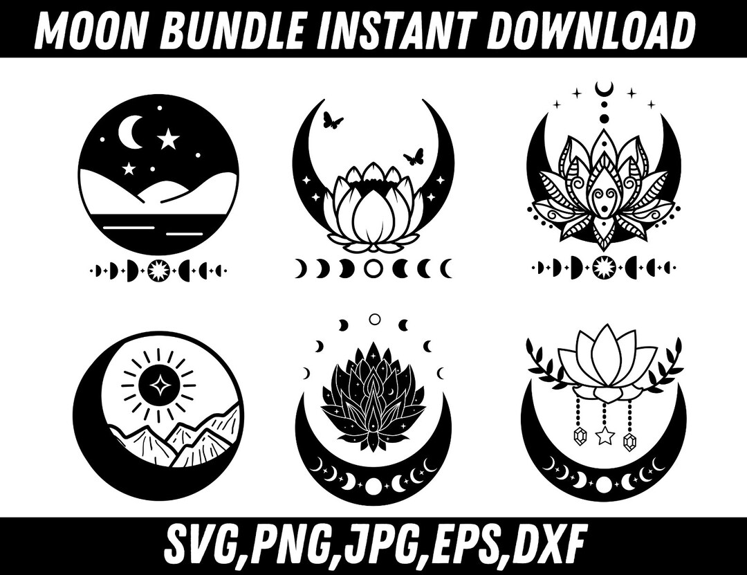 Moon and Star Svg, Crescent Moon Svg Designs, Moon Prints Shirt Designs ...
