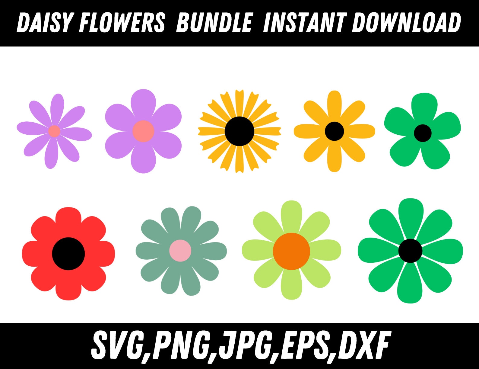 Daisy Svg Bundle, Flower Svg Bundle, Daisy Clipart, Daisy Flower Svg ...