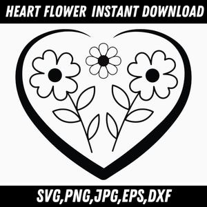 Heart Flower Svg, Flower Svg, Daisy Clipart, Flower Svg, Daisy Png ...