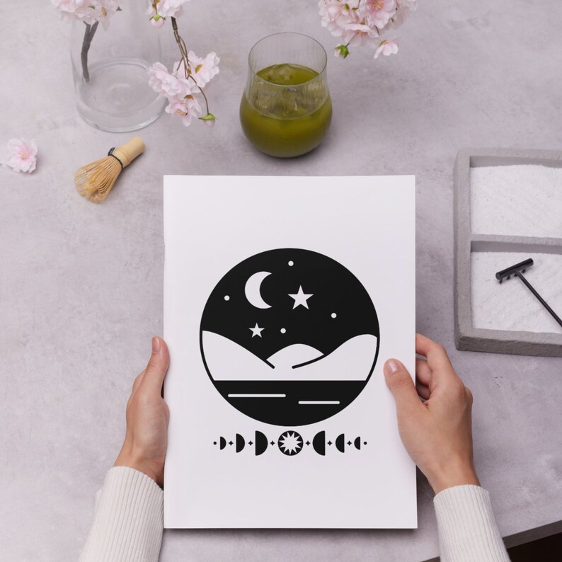 Moon and Star Svg, Crescent Moon Svg Designs, Moon Prints Shirt Designs ...