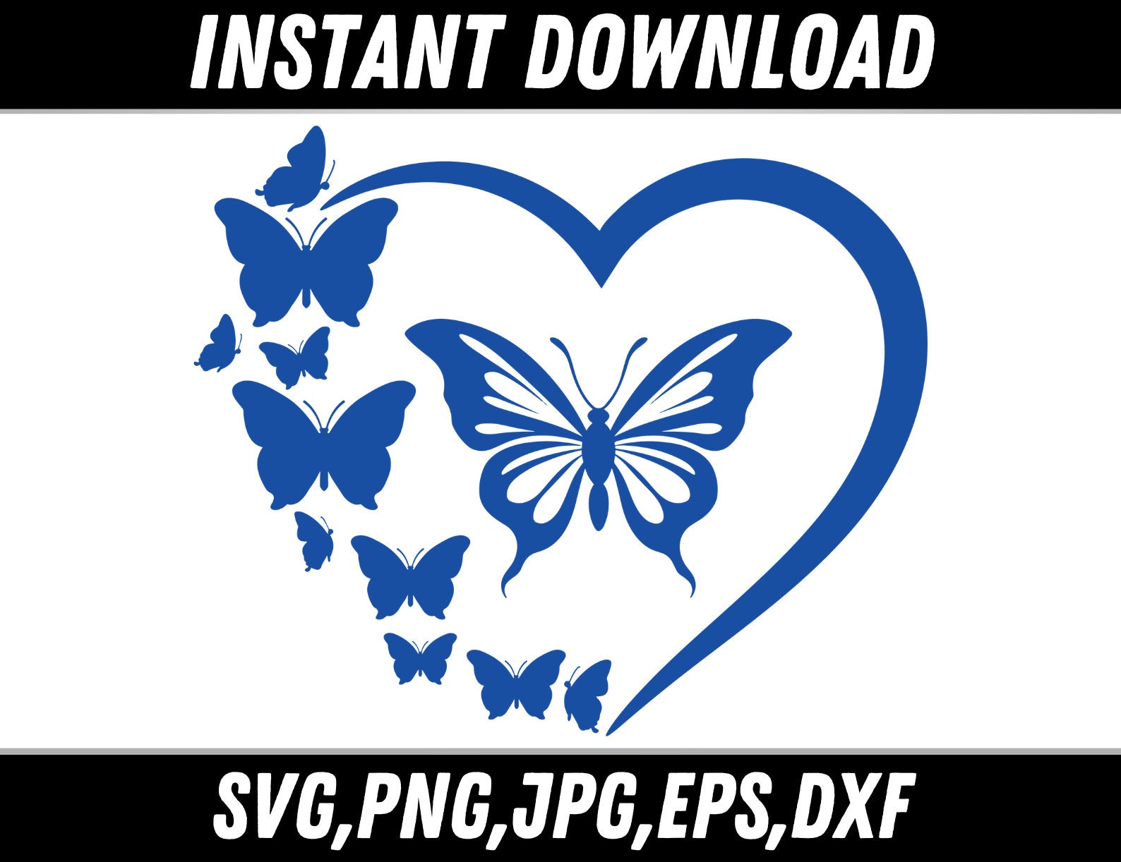 Butterfly Heart SVG: Flying Butterflies Vector Graphics (digital ...