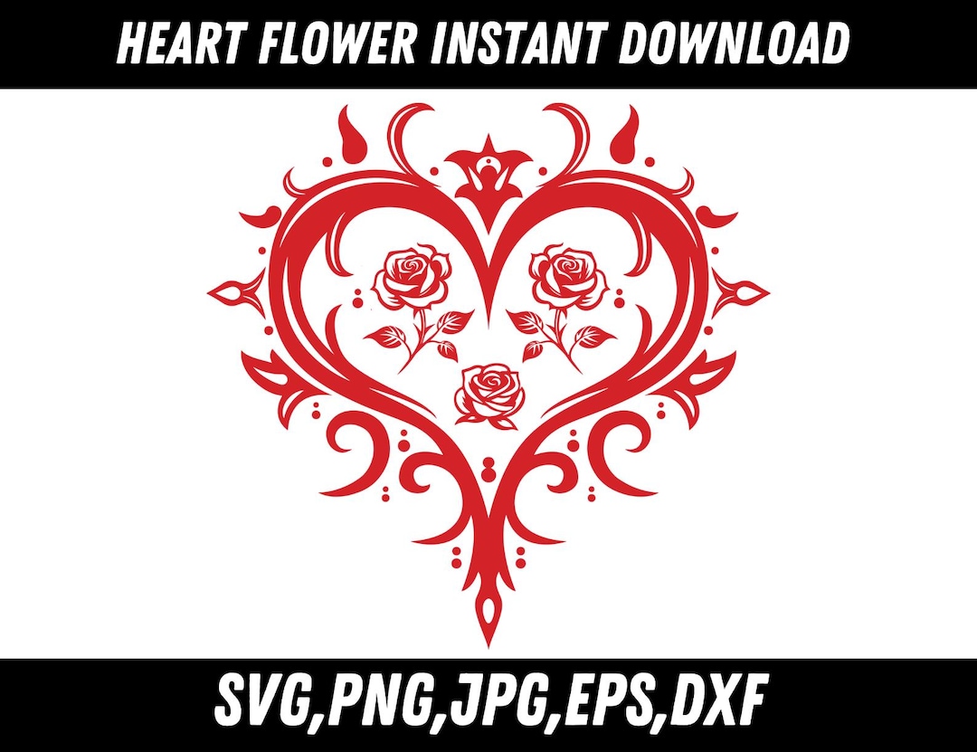 Flower Heart Svg, Flower Svg, Heart Flower Svg, Flower Heart Svg Design ...