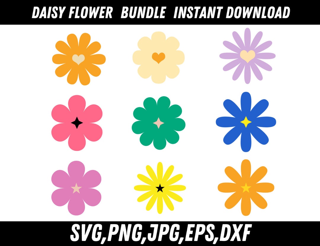 Daisy Svg Bundle, Daisy Flower Png Designs, Boho Floral Svg Designs ...