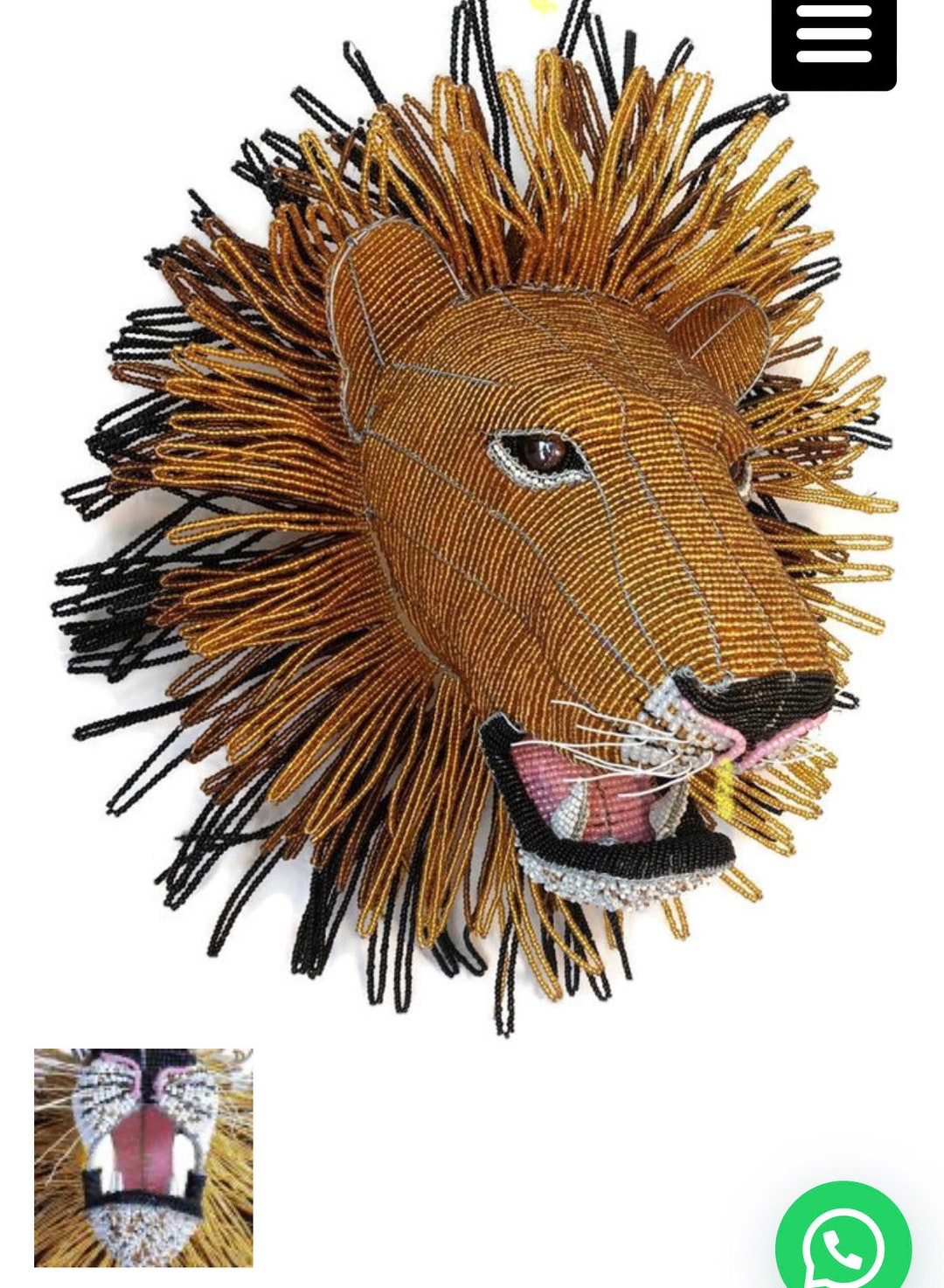 Lion Head. Large! Masterfully Created. Beaded African Head. Fair Trade ...