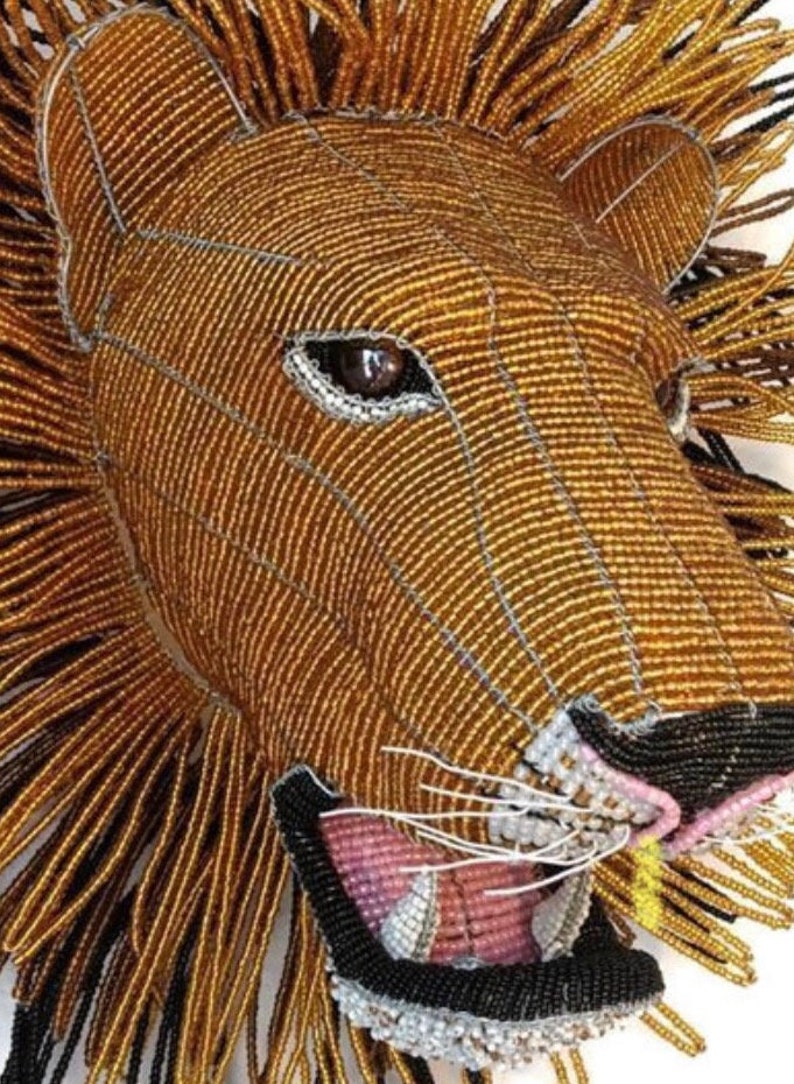 Lion Head. Large! Masterfully Created. Beaded African Head. Fair Trade ...