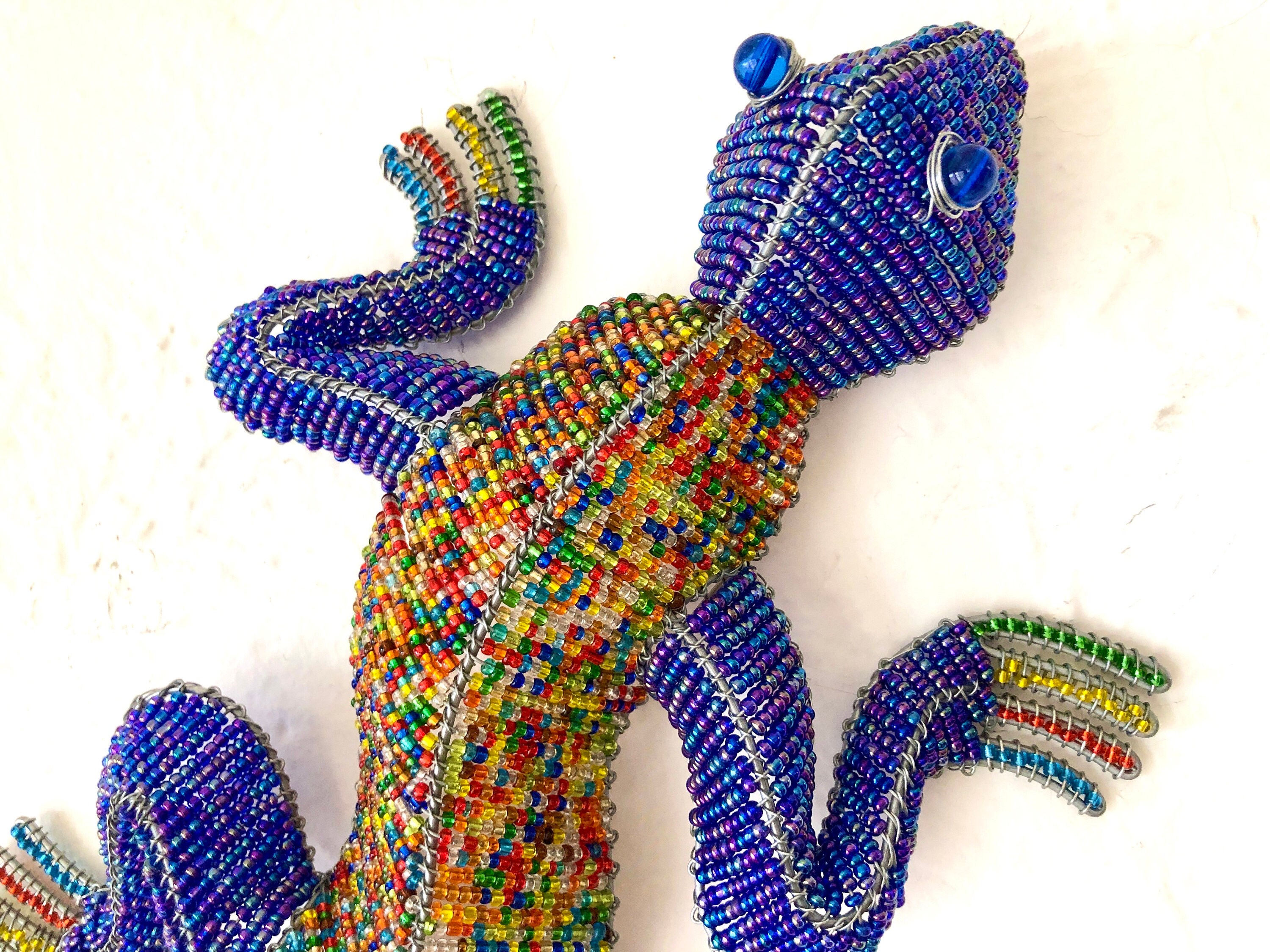 Wall Gecko Colorful. NEW. Beaded African Fair Trade Wire and Glass ...