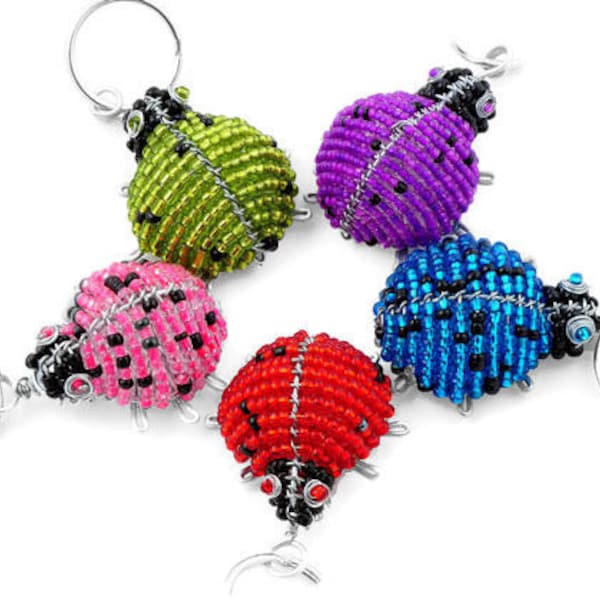 Ladybug Beaded Keychain - Etsy