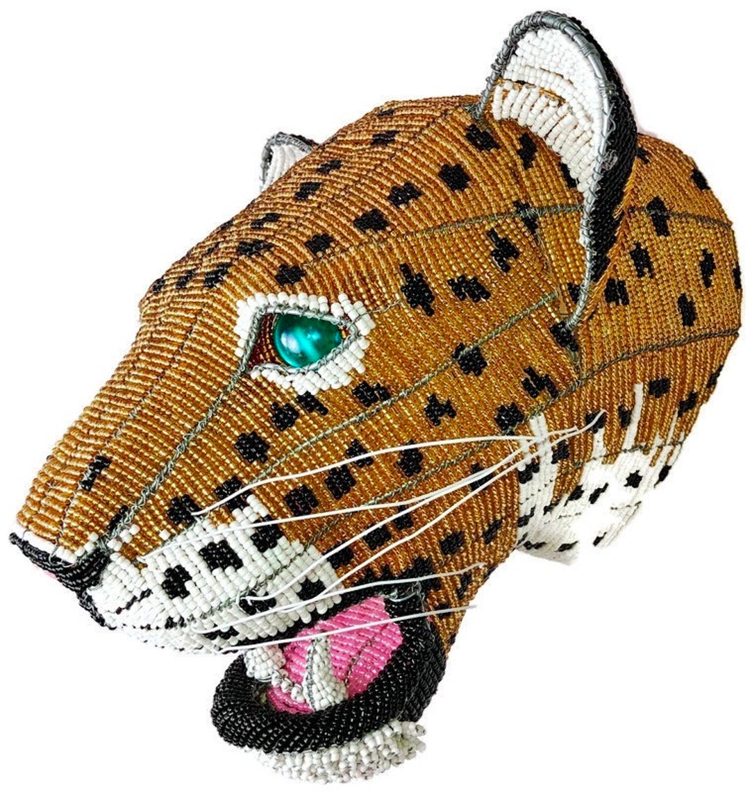 Cheetah Beaded Head. Large Beaded African. Fair Trade - Etsy