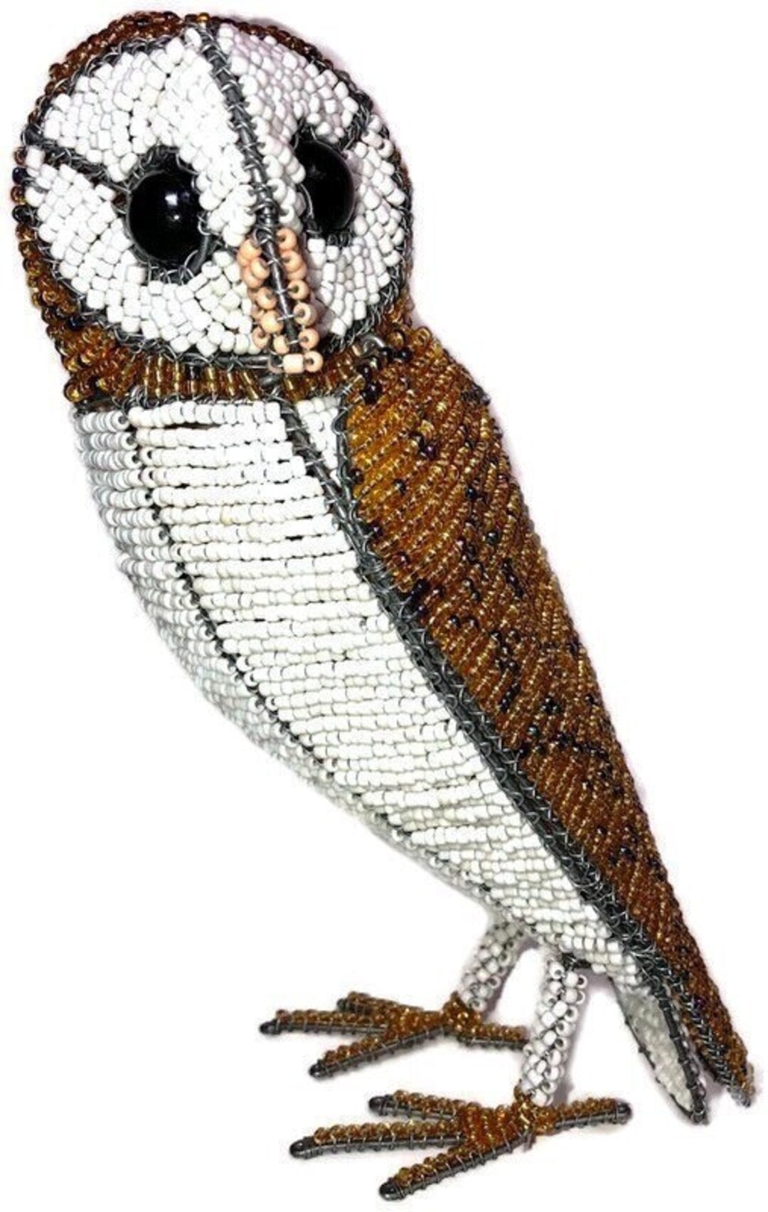 Beaded Barn Owl African Figurine. Fair Trade - Wire and Glass Bead - Etsy