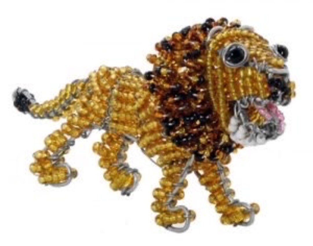 Lion Mini! African Beaded Art. Fair Trade - Wire and Glass Beaded - Etsy