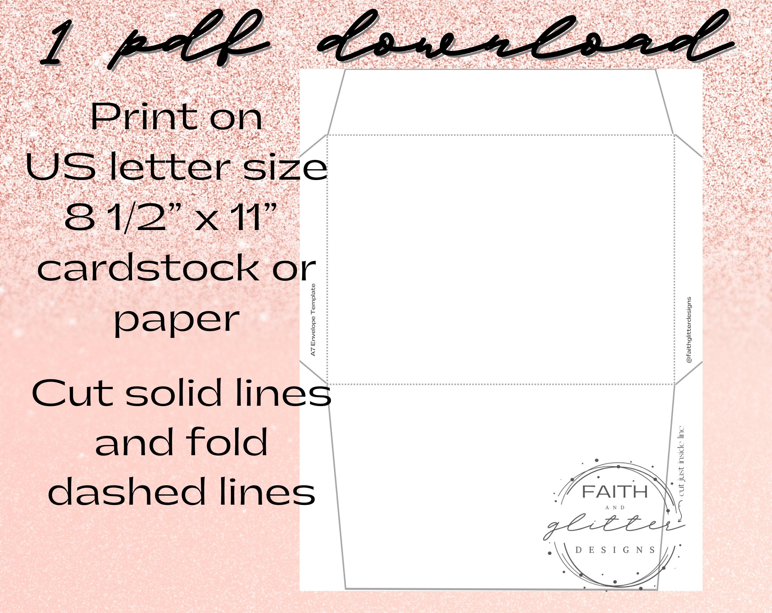 A7 Envelope Template/instant Download/printable/for 5x7 Greeting Cards ...