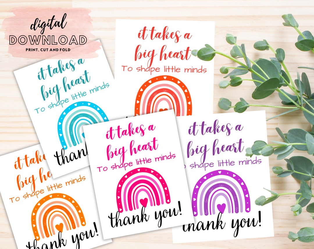 Rainbow Teacher Thank You Card: Printable 5x7 (PDF) - Etsy