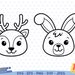 Woodland Animals Faces Outline SVG Bundle, Cute Baby Animals Png, Fox ...