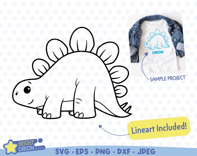 Cute Stegosaurus Svg, Dinosaur Outline Svg, Dino Svg, Baby Dinosaur ...