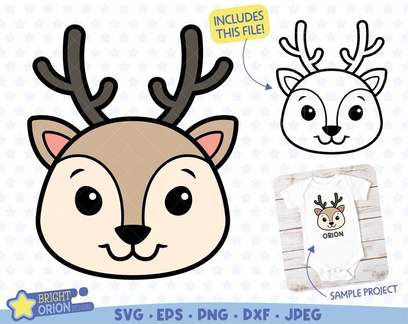Baby Deer Face Svg Cute Deer Head Svg Reindeer Svg Wild One - Etsy