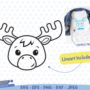 Cute Baby Moose Face Svg, Moose Face Png, Reindeer Svg, Woodland ...