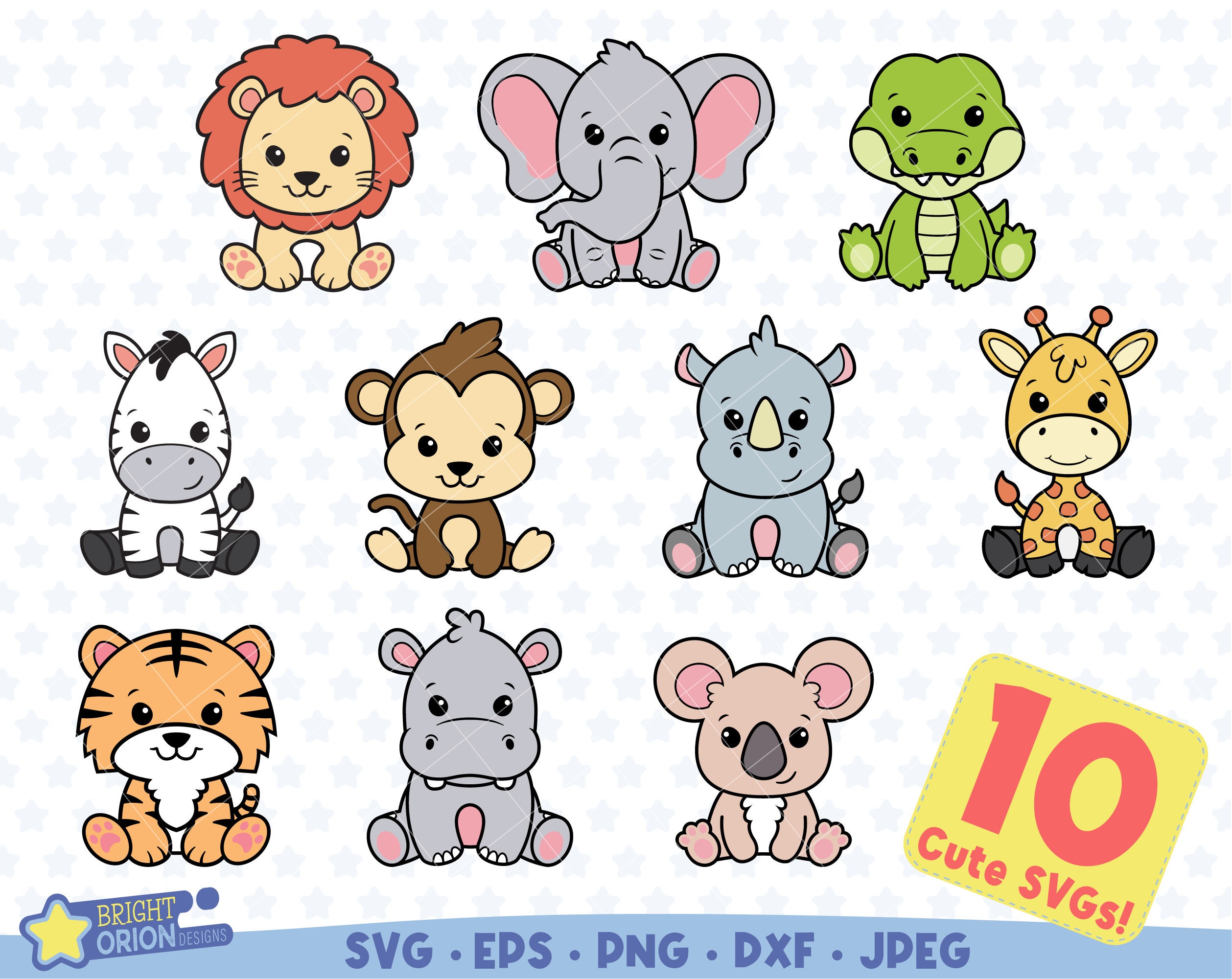 Safari Animals SVG Bundle Cute Animal Svg Jungle Animal Svg - Etsy