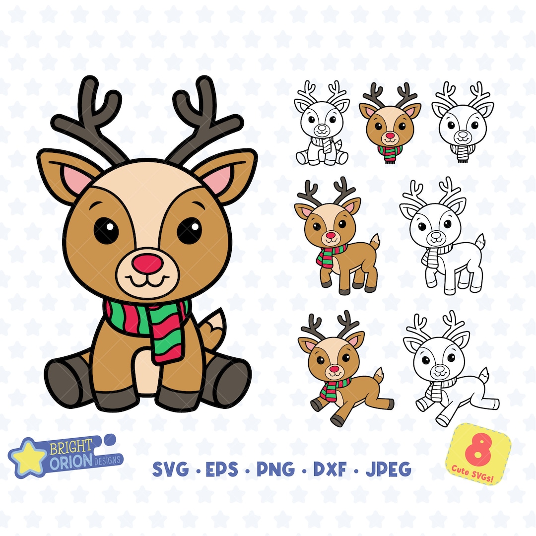 Rudolph the Red Nose Reindeer Svg Bundle Cute Reindeer Eps - Etsy
