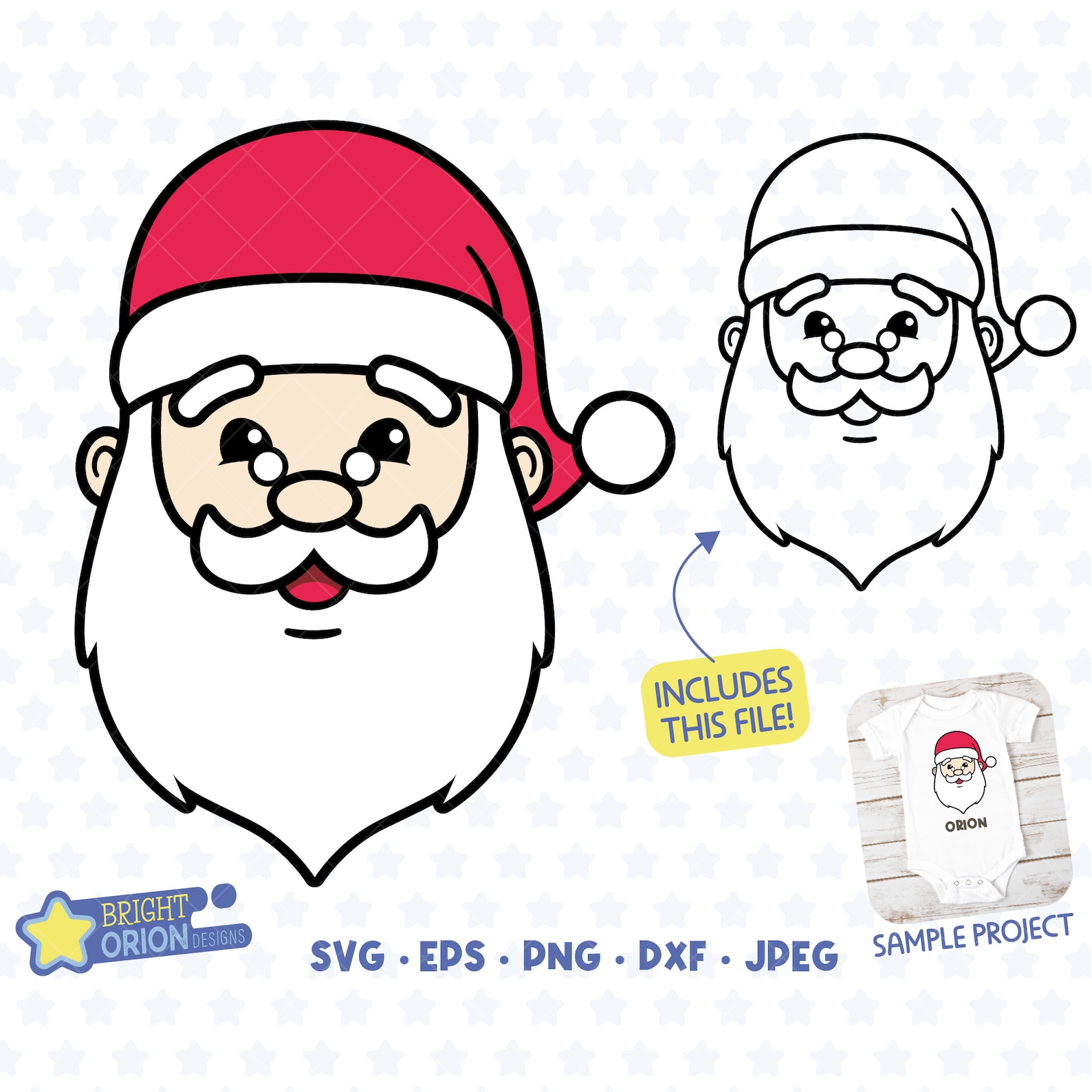 Santa Claus Face Svg, Jolly Saint Nick Head Eps, Santa Hat Jpeg, Santa ...