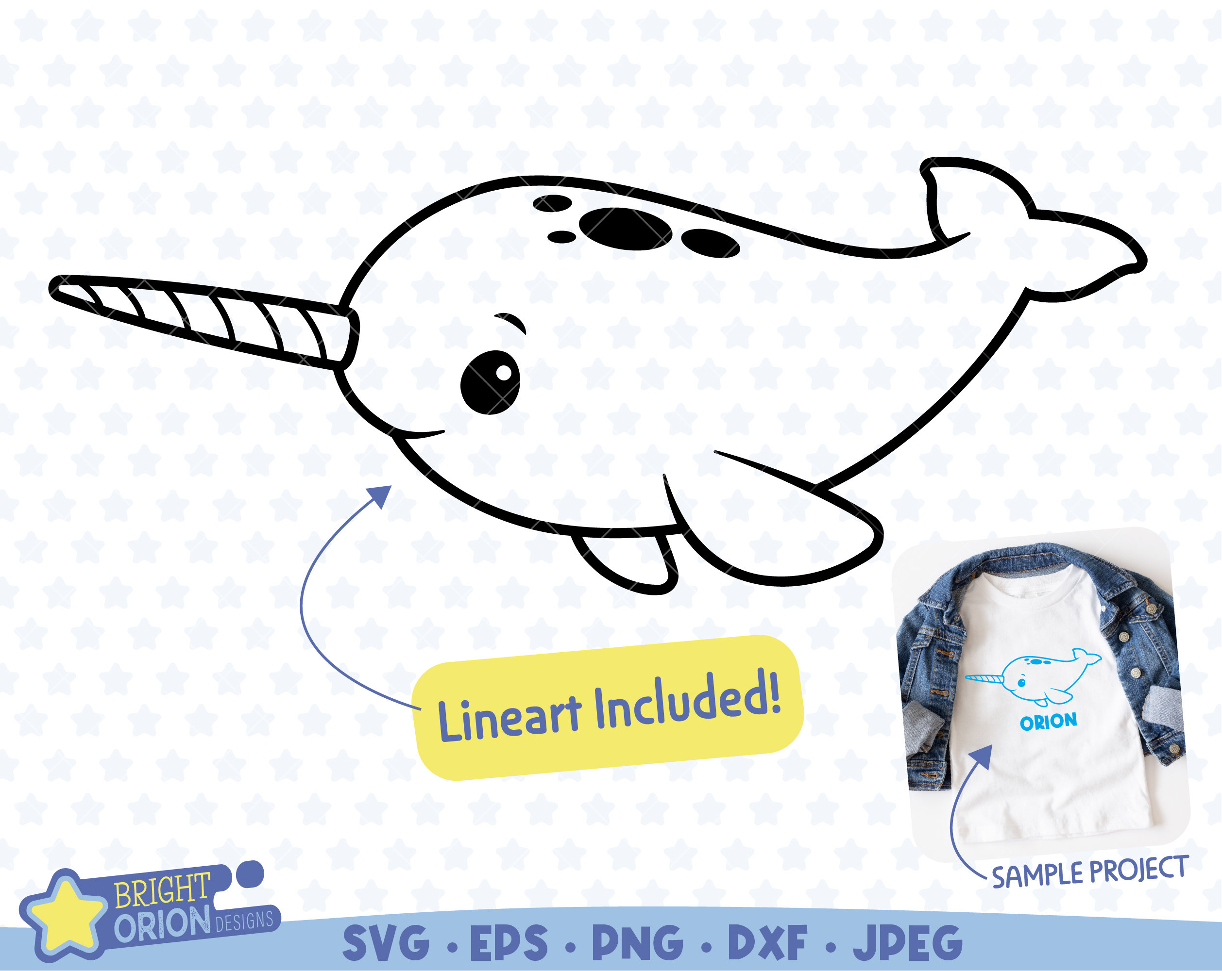 Cute Narwhal Svg, Arctic Sea Creature Png, Ocean Animal, Cartoon ...