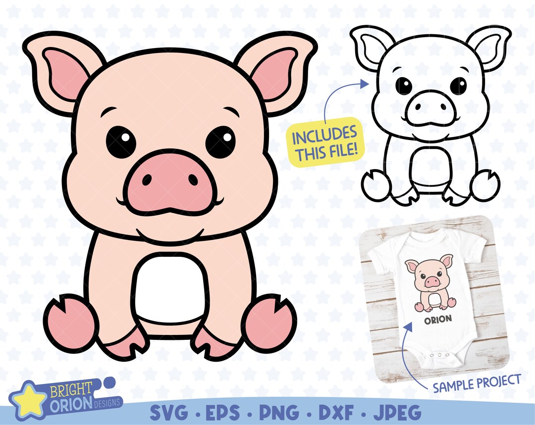 Cute Baby Pig Svg Pig Clipart Pig Baby Shower Farm Life - Etsy