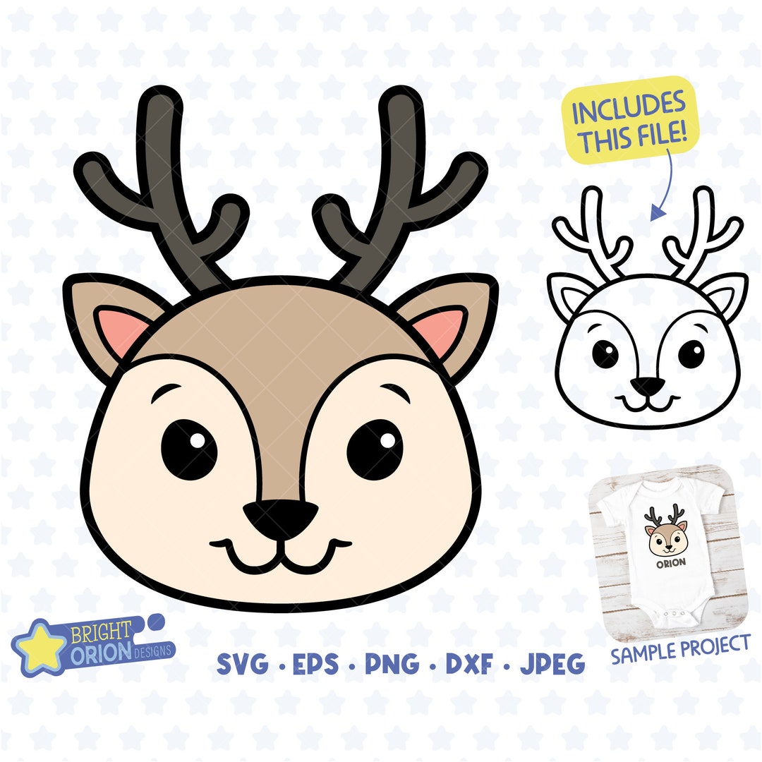 Baby Deer Face Svg, Cute Deer Head Svg, Reindeer Svg, Wild One Svg ...