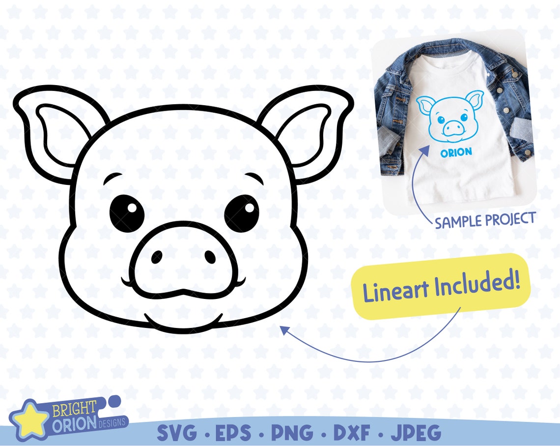Cute Baby Pig Face Svg Pig Head Clipart Pig Baby Shower - Etsy