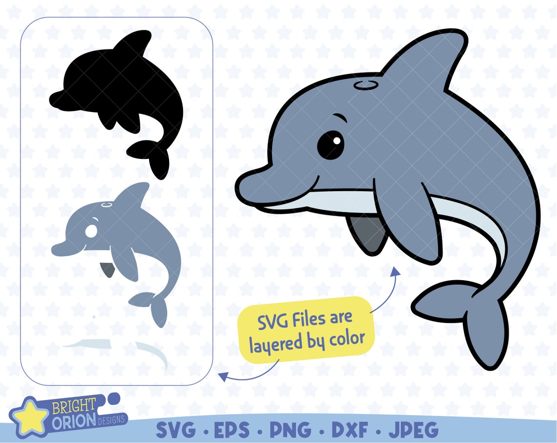 Cute Dolphin Svg, Sea Creature Png, Ocean Animal, Cartoon, Graphic ...