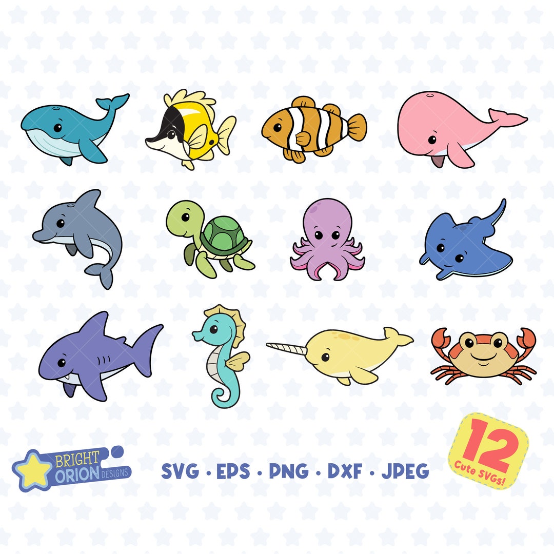 Sea Creatures Svg Bundle, Ocean Animal Png, Whale, Fish, Dolphin ...